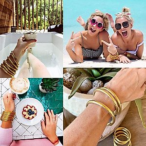 ATIMIGO Jelly Bangle Bracelets Set Lightweight Cute Gold Glitter Filled Stack Silicone Party Bracelets for Women