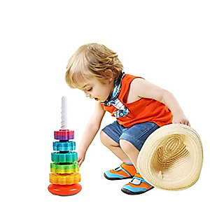 LBAIBB (1 PCS Spinning Stacking Toys,Spin Toys for Toddlers 1-3,Strong ABS Plastic,Rainbow Spin Tower,Autism Spin Stack Toys,Suitable for Gifts for Boys and Girls