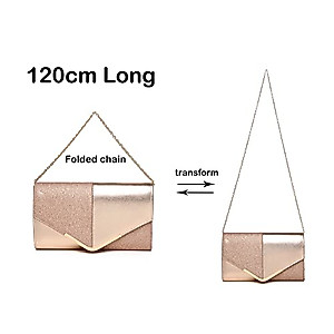 MUDUO Sequined PU Clutch Purse for Women Evening Bag Party Clutches Wedding Purses Cocktail Prom Handbags (Champagne Pink)