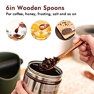 6/9/12in Wooden Spoons, 6pcs Soup Spoons Set, Small Wooden Utensils for Coffee, Tea, Jam, Sugar, Ice Cream and Bath Salts (6pcs 6in)