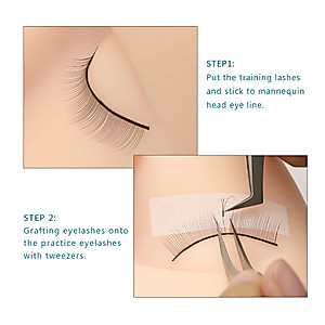 OBEYA 25 Pairs Practice Lashes for Lash Extensions on Mannequin Head or Make Own Lashes, Training Lashes Mimic Natural Lashes Self Adhesive 8mm Practice Eyelash Strips, Gift 10 Pairs Lash Mapping