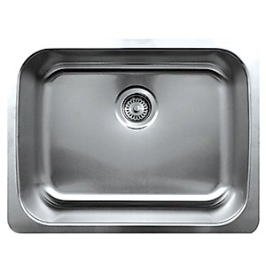 Whitehaus WHNU2318-BSS Noah's Collection 23-1/2-Inch Single Bowl Undermount Kitchen Sink, Brushed Stainless Steel