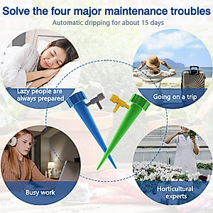 CZS 20 Pack Self Watering Spikes for Plant, Self Watering Planter Insert, Plant Watering Spikes with Adjustable Control Valve Switch, Plant Watering Devices for Indoor Outdoor Potted Plants