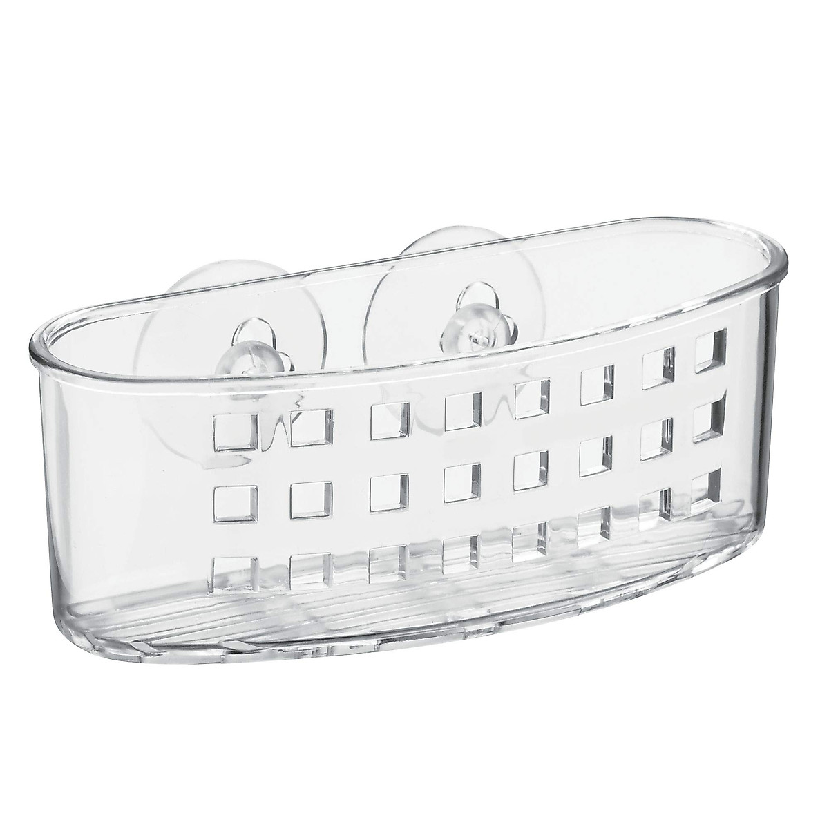 iDesign BPA-Free Plastic Bathroom Suction Organizer Basket - 6.5" x 2.75" x 2.5", Clear