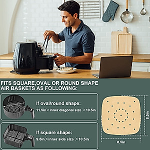 200pcs Air Fryer Parchment Paper, Air Fryer Disposable Paper Liner 8.5inch, Premium Perforated Parchment Papers for Air Fryer, Streamer, Pans, No Burn, Easy Cleanup (Brown)