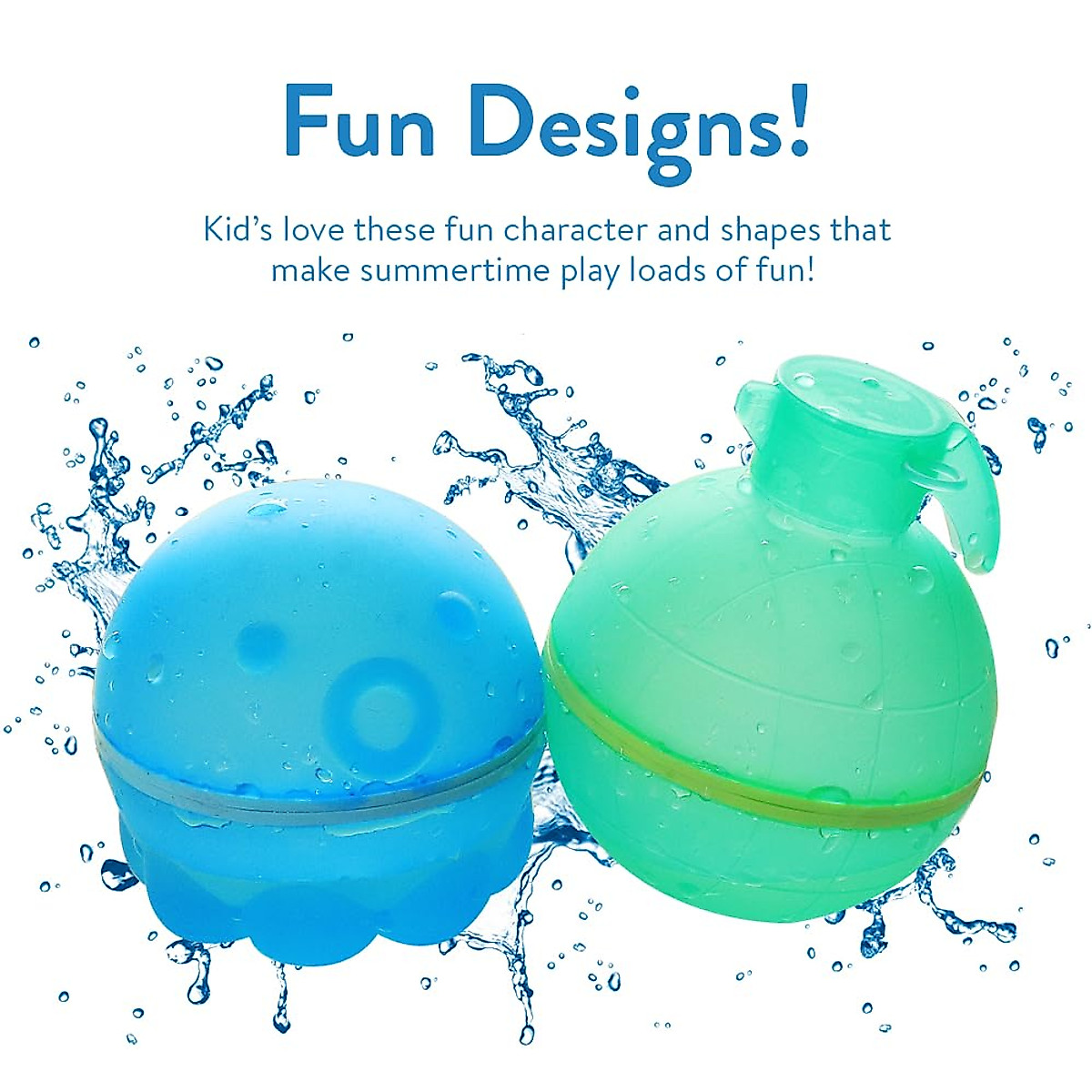 Reusable Water Balloons Water Bombs Fun Shapes Self Sealing Magnetic Refill in 1 Second - 6 pcs/pack