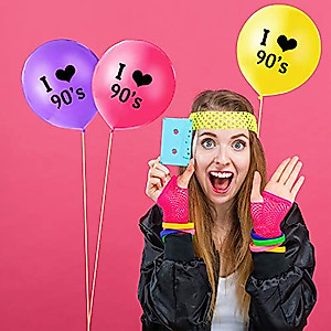 30 Pcs I Love 90s Balloons & Gold Ribbons | Throwback Party Decor