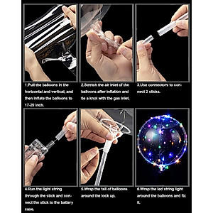 10 Pack LED Balloons with Sticks - Light Up Balloons LED Balloon, Clear Bobo Balloons with Lights, 20 Inch Bubble Balloons with Lights, Helium Lighted Balloons, Glow in the Dark Balloons for Party