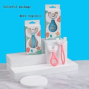 Winover 2 Pcs Kids U-Shaped Toothbrush, Food Grade Soft Silicone Brush Head, Does not Hurt The Gums, 360° Oral Cleaning Design (Age 2-6)