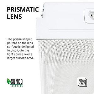 Sunco 8.5" Wraparound Garage LED Shop Light 4FT 5000K Daylight, 60W, 7200 LM, Integrated LED, Prismatic Lens, Hardwired, Linkable, Flush Mount Ceiling Light Fixture - ETL Energy Star 2 Pack