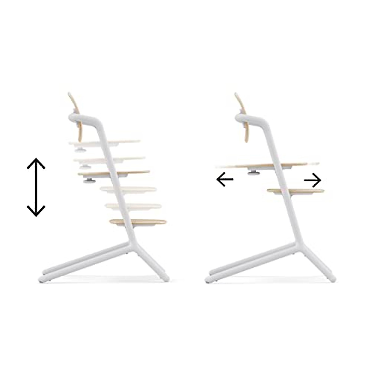 CYBEX LEMO 2 High Chair System, Grows with Child up to 209 lbs, One-Hand Height and Depth Adjustment, Anti-Tip Wheels Safety Feature - Sand White