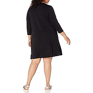 Amazon Essentials Women's 3/4 Sleeve Boat-Neck Dress (Available in Plus Size), Black, 1X