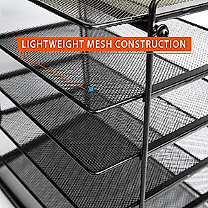 CLATINA 6-Tier Metal Mesh Desk File Organizer Desktop Letter Tray Paper Document Holder for Office Home School Black