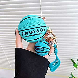 Airpod 1/2 Case, 3D Cartoon Funny Cute Cover,with Cartoon Pendant,Compatible for Airpod 1/2. (Basketball)