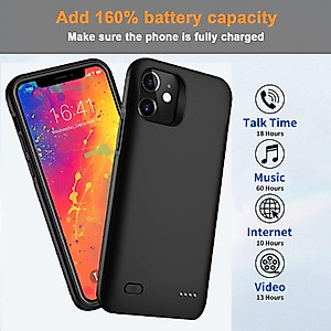 iCatchy Battery Case iPhone 12 Mini(5.4 inch), Large Capacity 8200mAh Ultra-Thin Portable 2-in-1 Charging and Protection Battery case,Compatible with iPhone 12 Mini Extended Battery Charger case