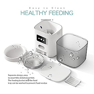 Automatic Dog and cat Feeder, WELLPET WiFi-Enabled Smart cat Food Dispenser, Automatic Dog Food Dispenser with APP Remote Control Part, cat Feeder with Low Food Alarm, Dual Power Supply