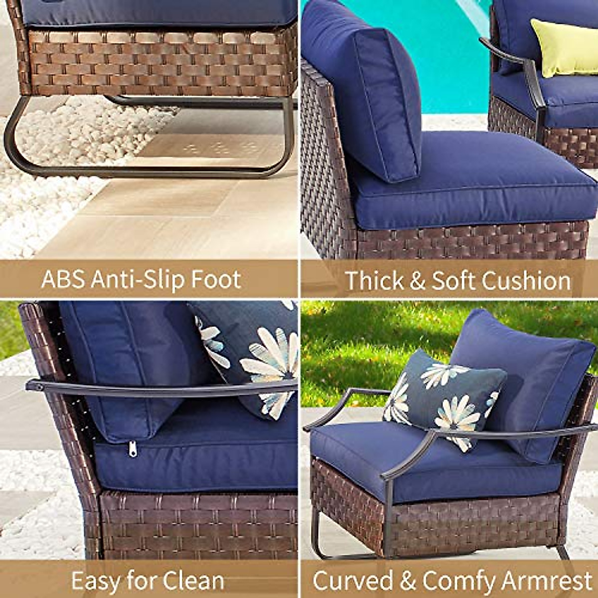 Romayard 10 PCS Patio Conversation Set Outdoor Metal Furniture All-Weather Steel Frame Sectional Sofa Set with Cushions for Garden,Lawn,Pool