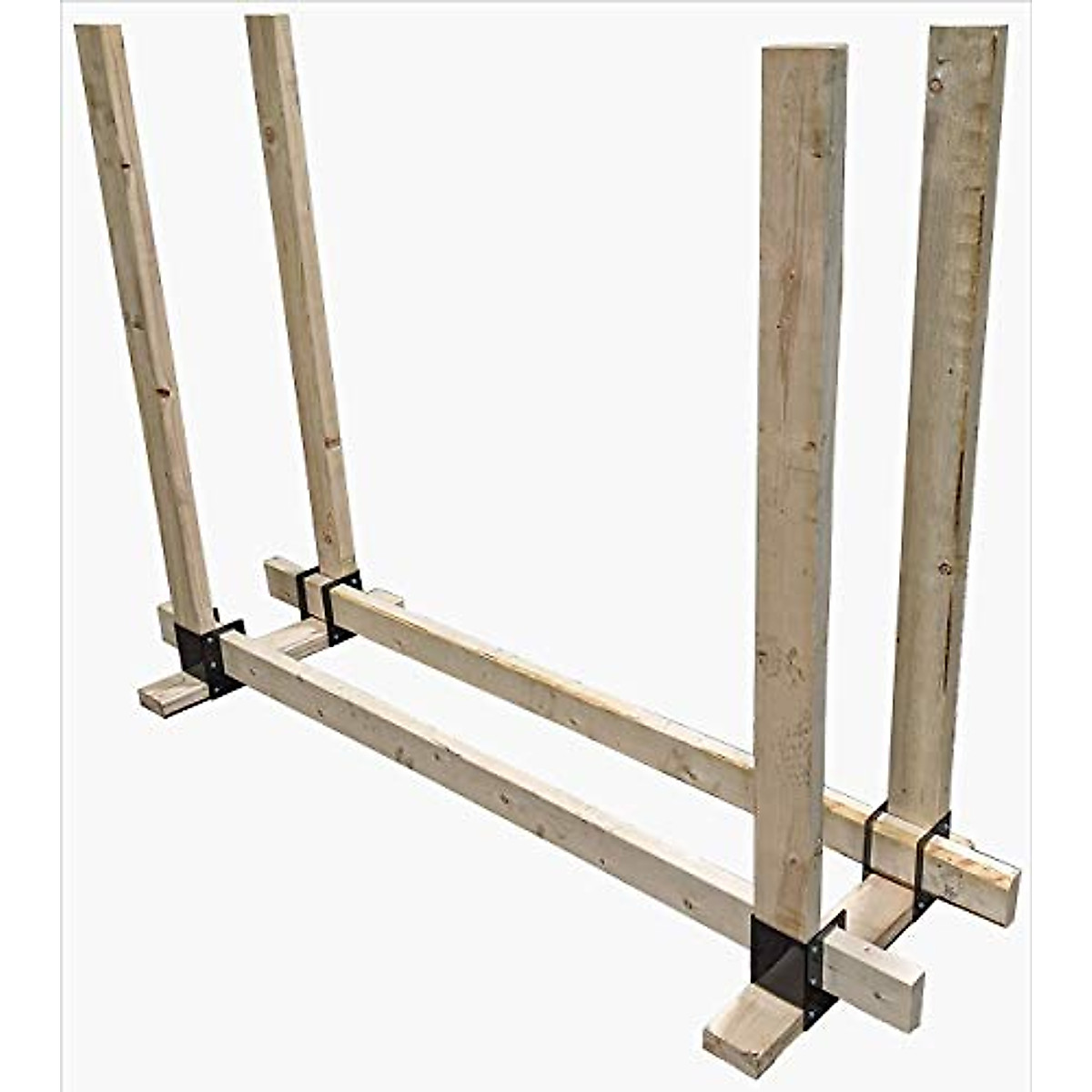 c2M Width & Depth Adjustable Elevated Outdoor Firewood Log Storage Rack Bracket Kit | Heavy Duty & Quick Assembly | Made in the USA + Hardware Included