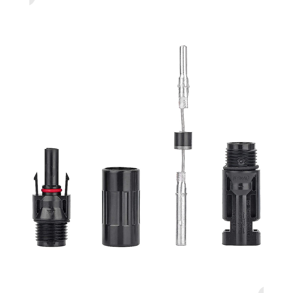 Jtron 5 PCS PV Solar Panel Connector Male/Female 10A Built-in Diode Inline Fuse Solar Wire Connectors Waterproof Anti-backflow