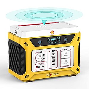 Shell Portable Power Station, 700W 10- Port, S-Boost upto 1400W, 583Wh Solar Generator (Solar Panel Optional) with Lithium Battery Pack, 2 AC Outlets, 60W USB-C PD Port, LED Light + Emergency Triangle