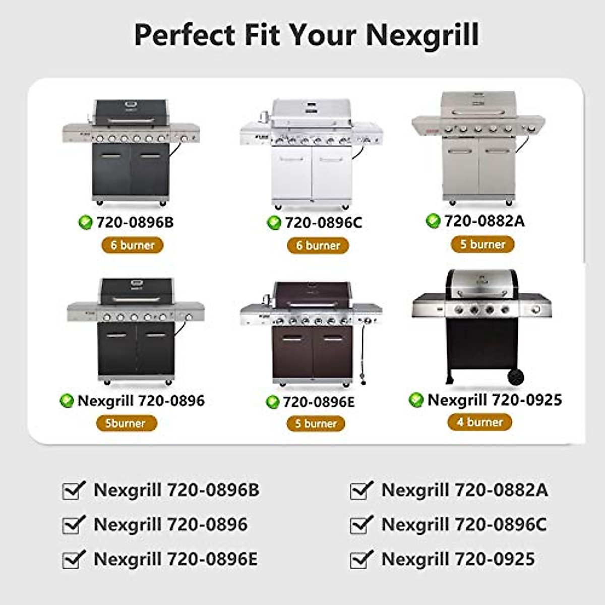 Criditpid Replacement Parts for Nexgrill 720-0896B 720-0882A 720-0896 720-0925 720-0896C 720-0896E Grill, Grill Heat Plates Shield Burner Tubes Parts for Nexgrill 6 Burner 720-0896B Grill