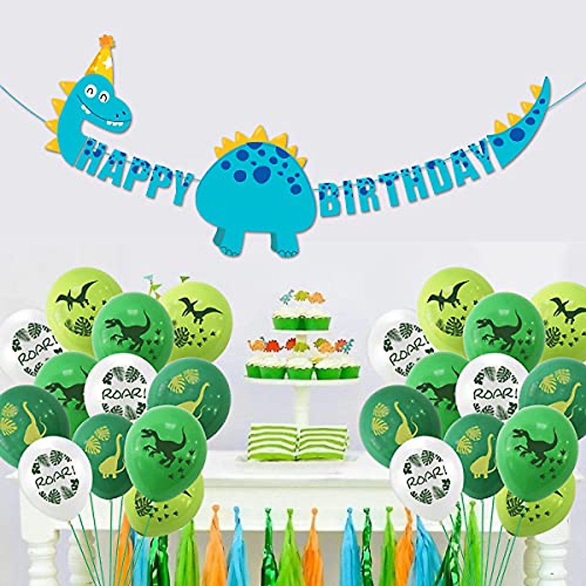 Dinosaur Happy Birthday Banner Cute Pre-Assembled Party Supplies Decorations