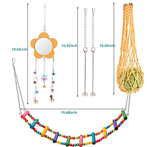 KAKUNM Chicken Toys for Coop Accessories 7PCS | Chicken Xylophone | Chicken Swing Set | Chicken Mirror Toy | Chicken Flexible Ladder | Chicken Vegetable String Bag and Hanging Feeder