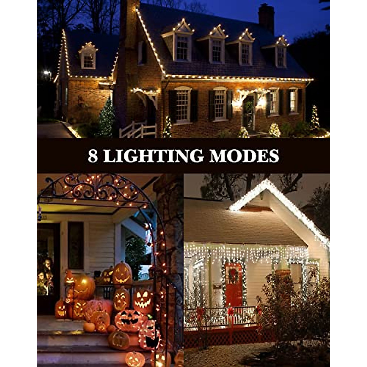 BUYISNIS Solar String Lights Outdoor, 66Ft 200 LED Solar/USB Powered Fairy Lights, 8 Modes with Remote Christmas Lights for Patio Garden Tree Party Yard Weeding Xmas Outside Decoration (Warm & White)