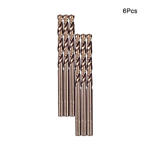 Heyiarbeit 6pcs 4.2mm Twist Drill with Titanium Coated High Speed Steel Bit HSS CO for Steel,Copper,Aluminum Alloy