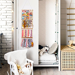 jontell Boho Nursery Storage Plushie Net Holder and Bow Hanging Holder Over Door