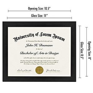 Americanflat 8.5x11 Diploma Frame in Black with Shatter Resistant Glass - Horizontal and Vertical Formats for Wall and Tabletop