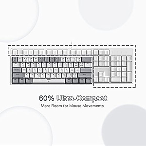 Redragon K617 Fizz 60% Wired RGB Gaming Keyboard, 61 Keys Compact Mechanical Keyboard w/White and Grey Color Keycaps, Linear Red Switch, Pro Driver/Software Supported