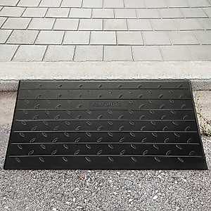 VEVOR , 2.6" Rise threshold ramp Doorway, 3 Channels Cord Cover Rubber Solid, Rubber Angled Entry Rated 2200Lbs Load Capacity for Wheelchair and Scooter