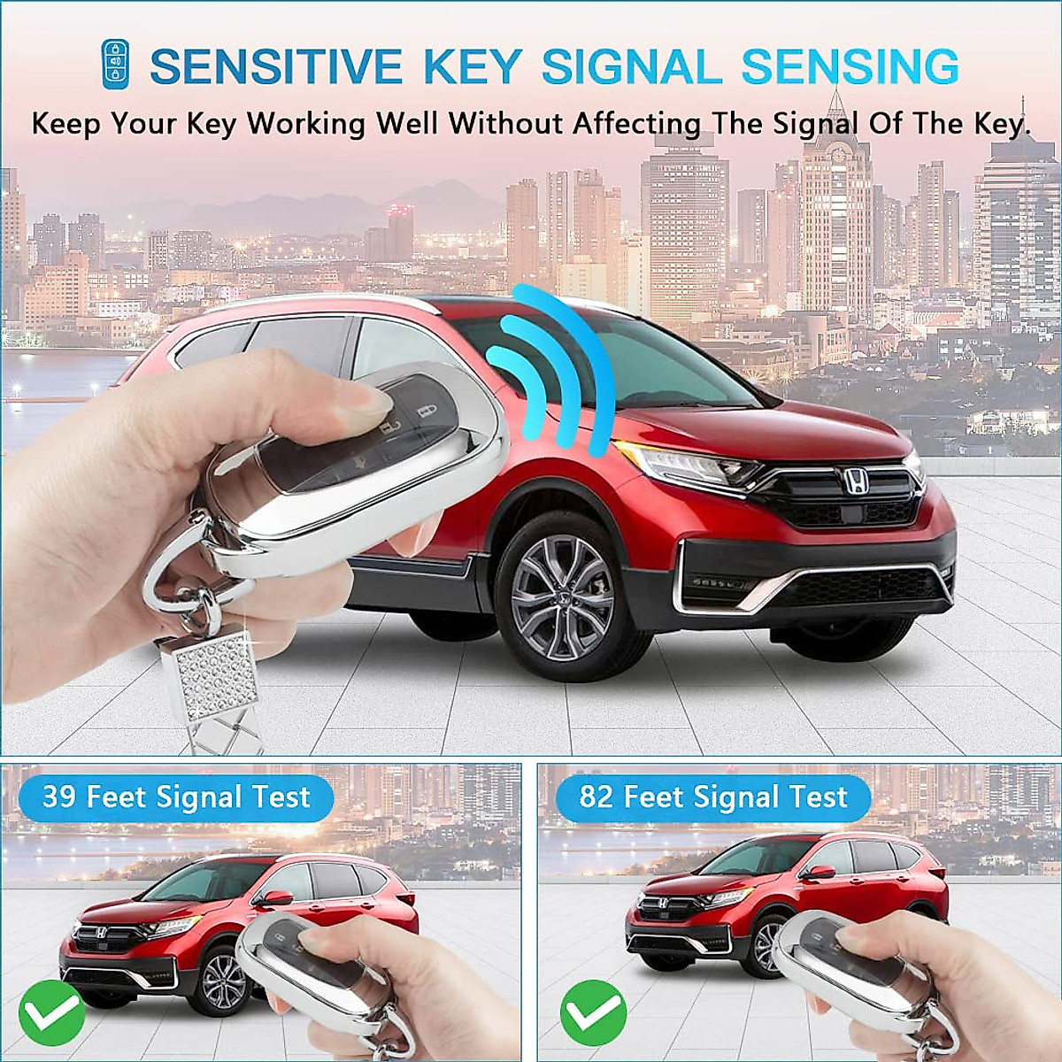 1797 Key Fob Cover for Honda Civic 2022 2023 CR-V HR-V Accessories Keychain Car Remote Shell Bling Crystal TPU Silver