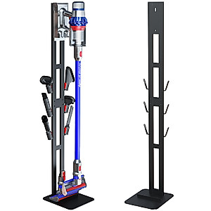 Docking Station Holder Vacuum Stand Rack Compatible with V15 Detect, V11 V10 V8 V7 V6 Cordless Vacuum Cleaners, Floor Docking Station Metal Organizer Bracket with 6 Hooks, Matte Black