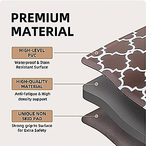 VRINO 0.47 InchThick Kitchen Mat ， Heavy Duty PVC Waterproof Non-Slip Kitchen Memory Foam Floor Mats ， for Kitchen, Office, Sink,Red-17.3×60""