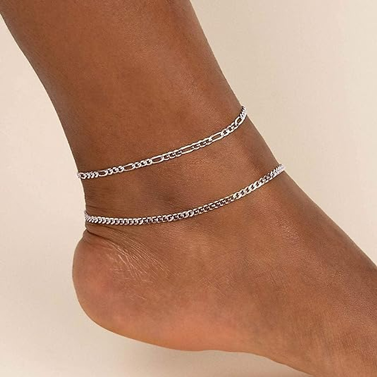 ChicSilver 2.8mm Figaro Chain Anklet 925 Sterling Silver Ankle Bracelets for Women Simple Dainty Waterproof Anklet Womens Anklets Jewelry for Beach Gifts for Mom