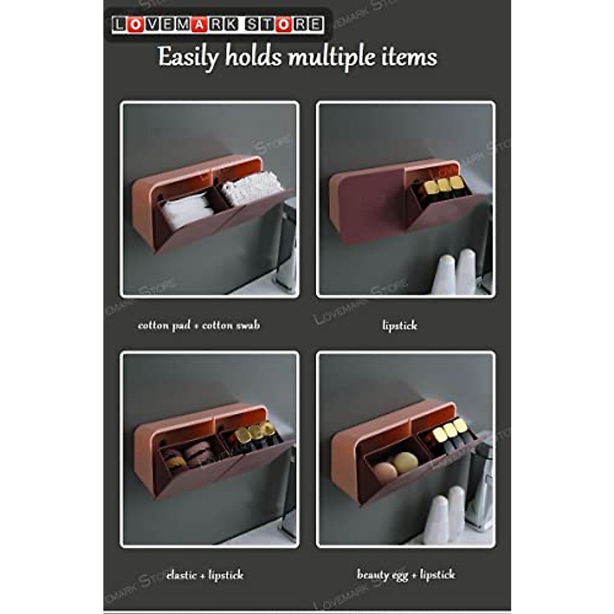 Qtip Holder | WALL-MOUNTED for Cotton Swabs | ORGANIZER | STORAGE BOX | 2 SEPARATE SECTIONED, WALL-MOUNTED, MULTI-PURPOSE COSMETIC BOX | JEWELRY STORAGE | MAKEUP COTTON SWAB ORGANIZER | HOUSEHOLD STORAGE BOXES. USAGE BEDROOM, BATHROOM, MAKEUP-TABLE