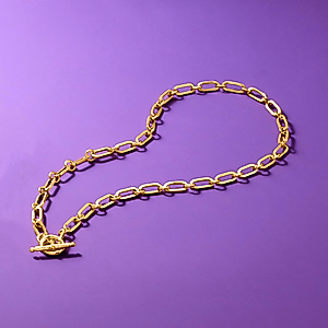 Ross-Simons Italian 18kt Gold Over Sterling Paper Clip Link Necklace. 18 inches