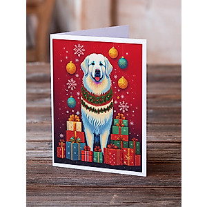 Caroline's Treasures DAC3098GCA7P Great Pyrenees Holiday Christmas Greeting Cards Pack of 8 Blank Cards with Envelopes Whimsical A7 Size 5x7 Blank Note Cards