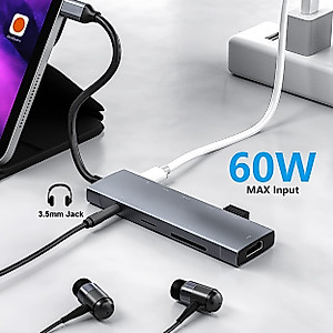 USB C Adapter Docking Station for iPad Pro M4 M2 M1,USB-C Multiport Adapter with 4K HDMI,3.5mm Jack,USB C PD,3 USB3.0,SD/TF Card Slot,for iPad Air iPad Mini MacBook iPhone 15