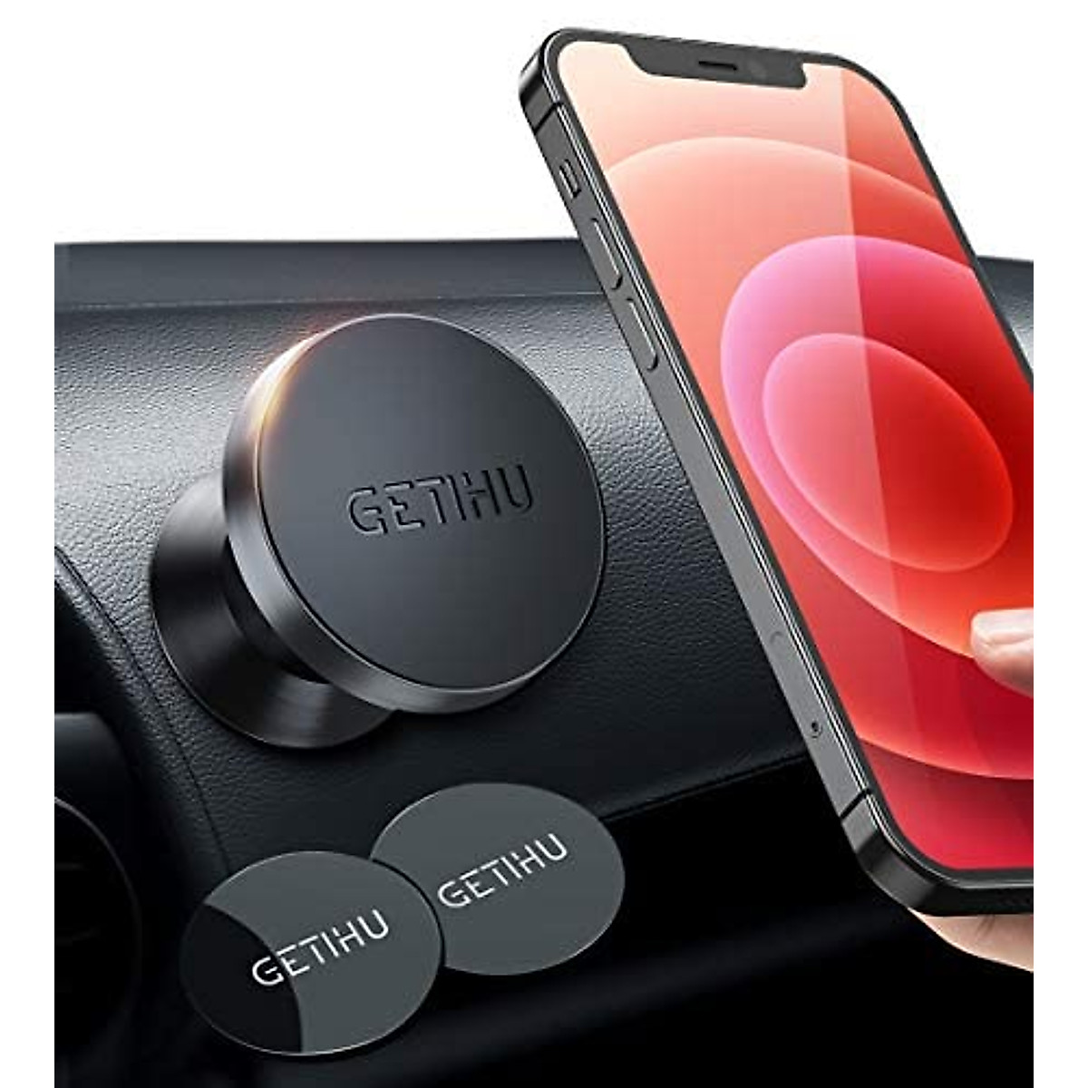 GETIHU Phone Holder for Car, 360° Dashboard Car Phone Mount, Universal Magnetic Cell Phone Car Holder GPS, Compatible with iPhone 13 12 Pro X 8 Plus Samsung Galaxy Note 9 S10 Huawei Xiaomi OnePlus Etc