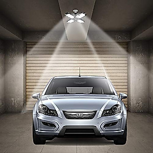 1LED Garage Lights 2 Pack/60W/6500k/4 Panels, Porcelain Base, 4 Adjustable Panels, 12000LM High Lumen Output Super Bright LED Bulb, E26/E27 Compatible