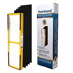TRUEGUARD Air Purifier Replacement HEPA Filter FLT4825 Type B | Includes 4 Pre-Cut Activated Carbon Prefilters | Compatible with Germ Guardian AC4300 Series, AC4800 Series, AC4900 Series, and More