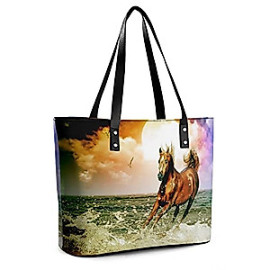 Womens Handbag Horse Animal Leather Tote Bag Top Handle Satchel Bags For Lady