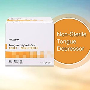 McKesson Tongue Depressor, Non-Sterile, Wooden, Adult, 6 in, 5000 Count