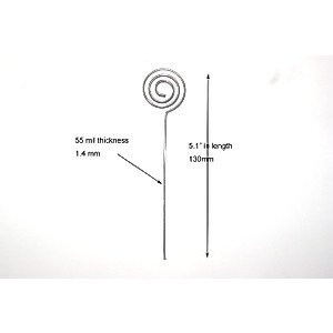 LUSHAGINA 50/Pack Place Card Holder Pick,Ring Loop Swirl Wire Clip Photo Metal Clamp for DIY Craft & Gift Making, Note Memo Holder(Silver)