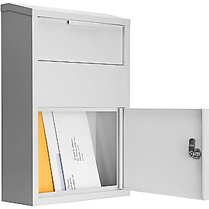 Barska CB13956 Large Locking Wall Mount Rainproof Mail Drop Box with Key Lock, for Home, Office, Business Document Cash Key