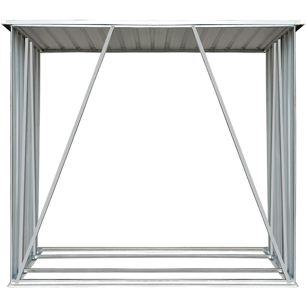 vidaXL Garden Log Storage Shed - Compact, Waterproof Wood Storage with Ventiliated Design - Galvanized Steel - Brown - 64.2" x 32.7" x 60.6"