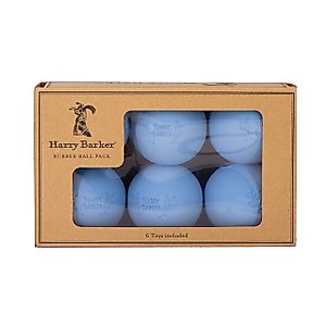 Harry Barker Rubber Balls and Rubber Chew Stick, Rubber Bone for Dogs - 2.5" Rubber Balls - 6 Pack